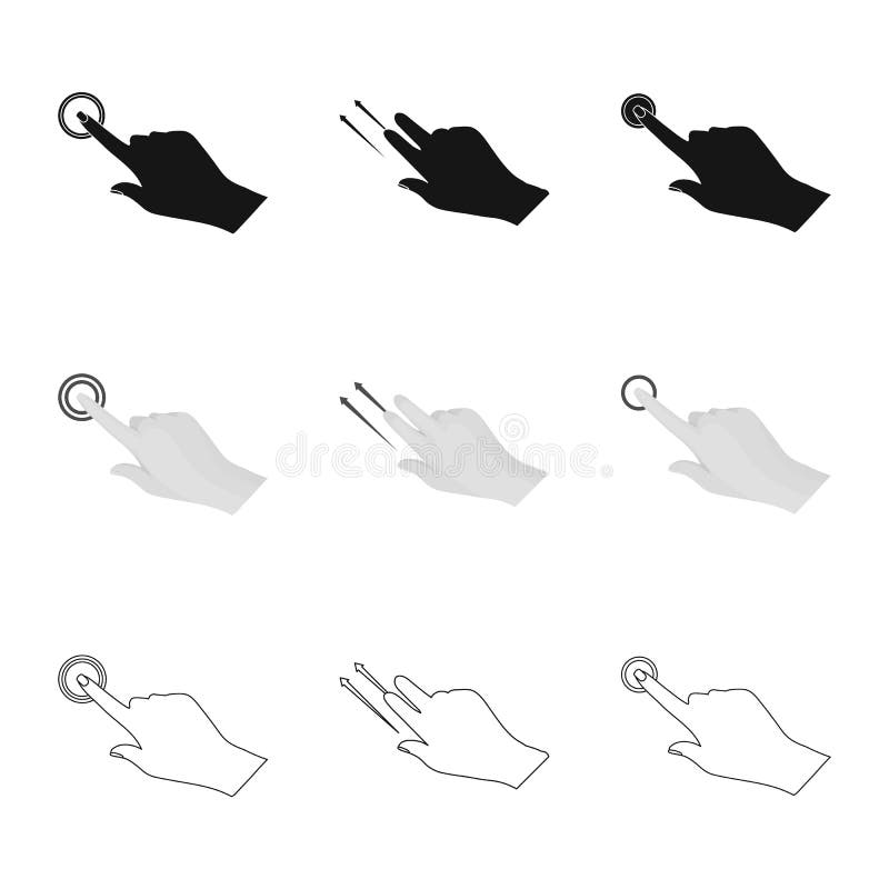 Vector Design of Touchscreen and Hand Symbol. Collection of Touchscreen ...