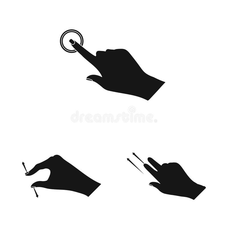 Vector Illustration of Touchscreen and Hand Symbol. Collection of ...
