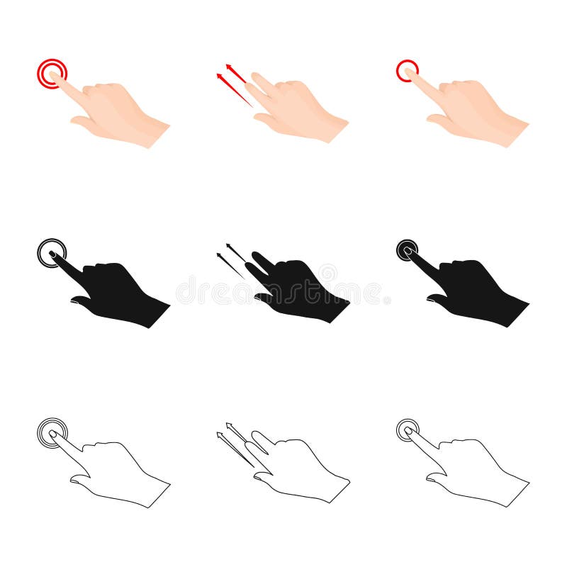 Vector Illustration of Touchscreen and Hand Symbol. Set of Touchscreen ...