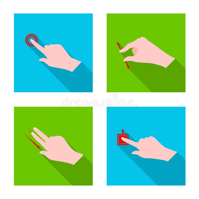 Vector Illustration of Touchscreen and Hand Symbol. Set of Touchscreen ...