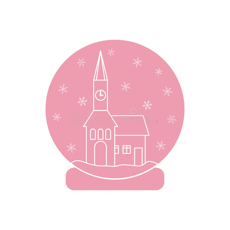 Vector Illustration of Town Hall with Clock and the House Inside Stock ...