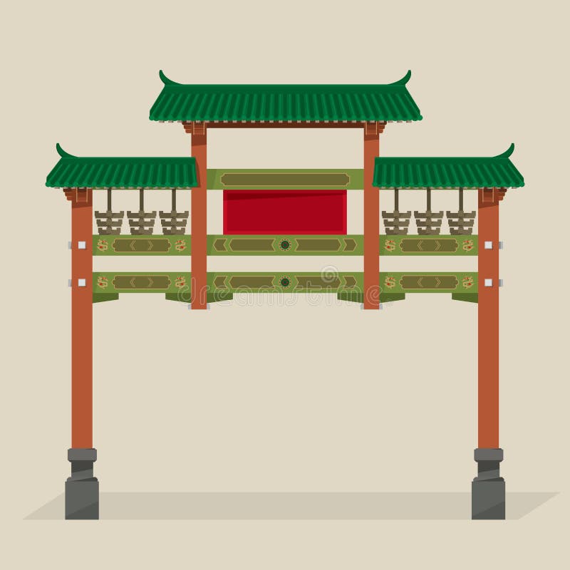 Vector Illustration of a Traditional-style Chinese Gate Stock Vector ...
