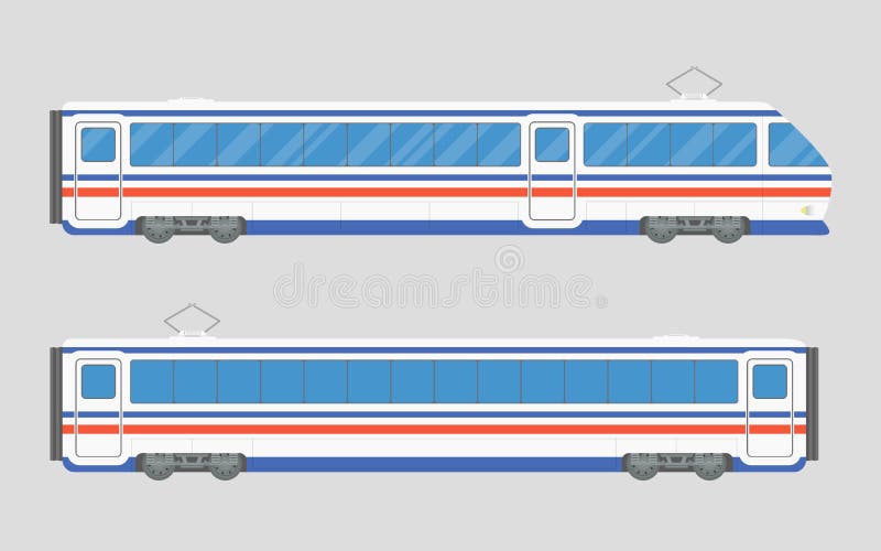 Vector Illustration of a Train in a Flat Style. Locomotive and Wagon ...