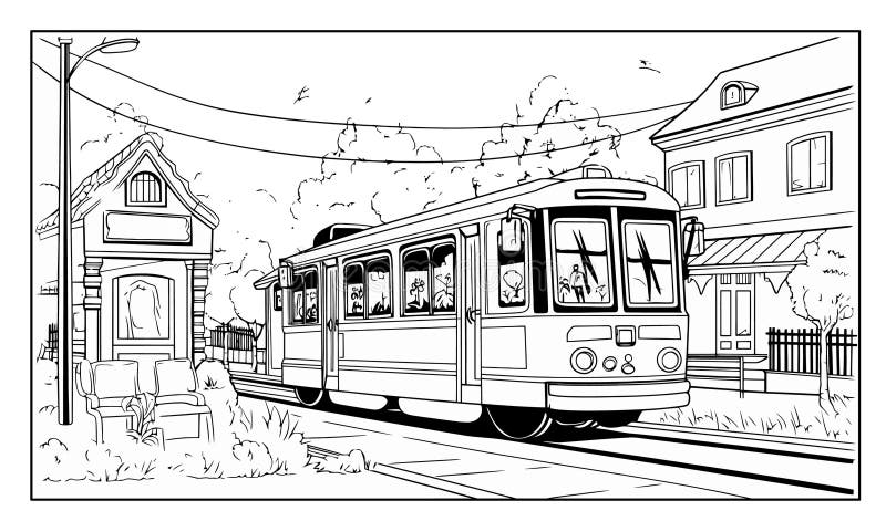 Vector Illustration,Train Station in Frame Stock Vector - Illustration ...