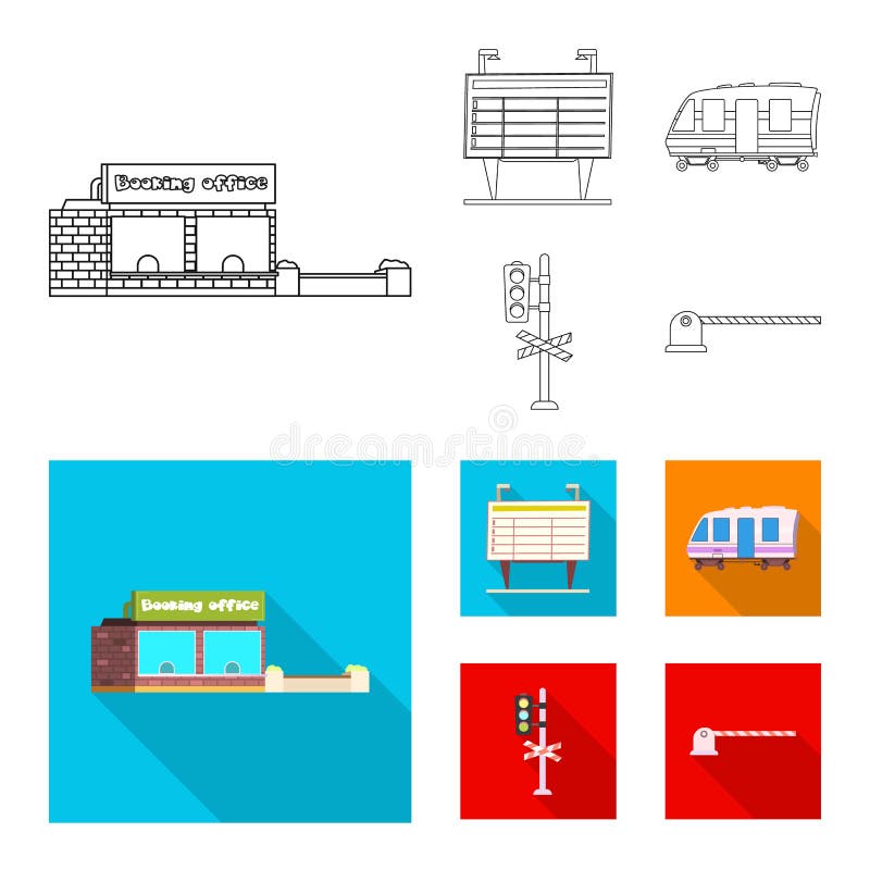 Vector Design of Train and Station Symbol. Set of Train and Ticket ...