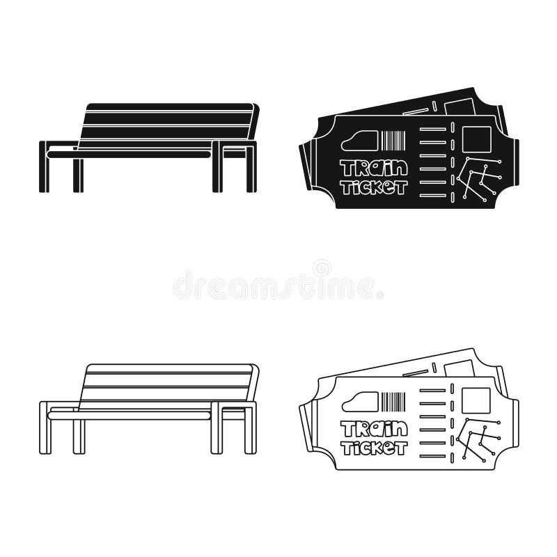 Vector Design of Train and Station Symbol. Set of Train and Ticket ...