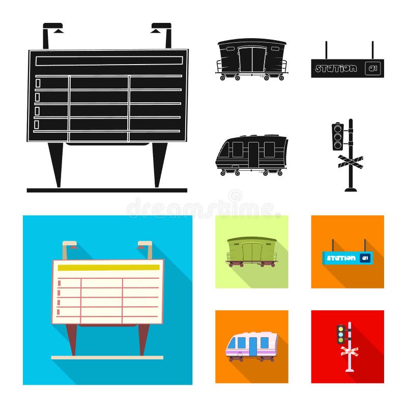 Vector Design of Train and Station Symbol. Set of Train and Ticket ...
