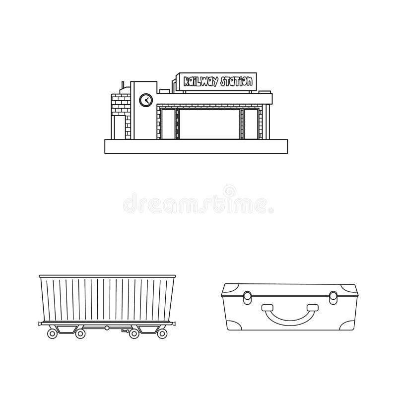 Vector Design of Train and Station Symbol. Collection of Train and ...