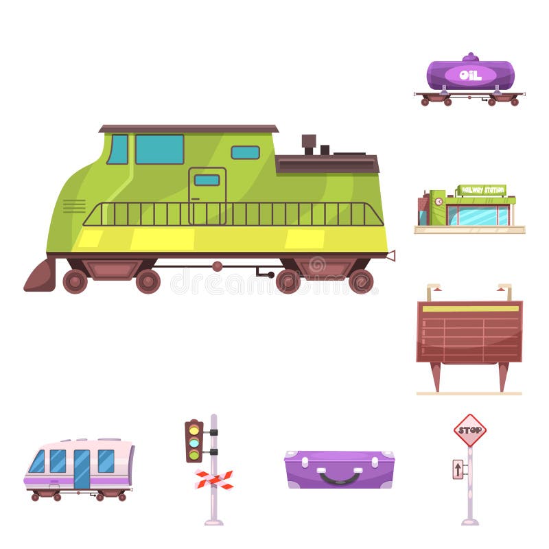 Vector Illustration of Train and Station Symbol. Collection of Train ...