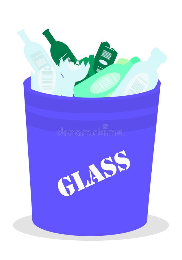Vector Drawing of Garbage Basket with Junk Waste White Background Stock ...