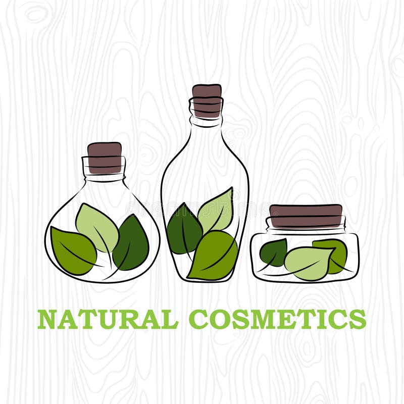 Vector Illustration of Tree Bottles with Green Leaves Inside Stock ...