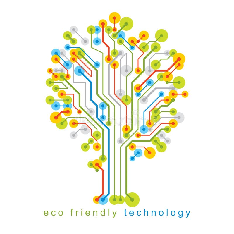 Vector Illustration of Tree Created with Wireframe and Lines Con Stock ...