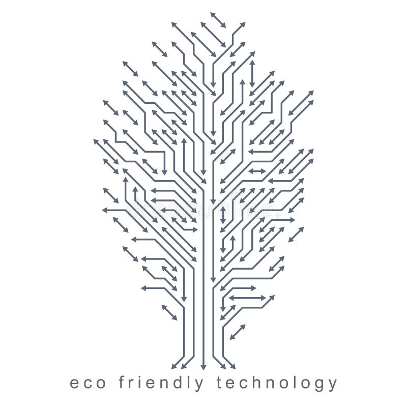 Vector Illustration of Tree Created with Wireframe and Lines Connected ...