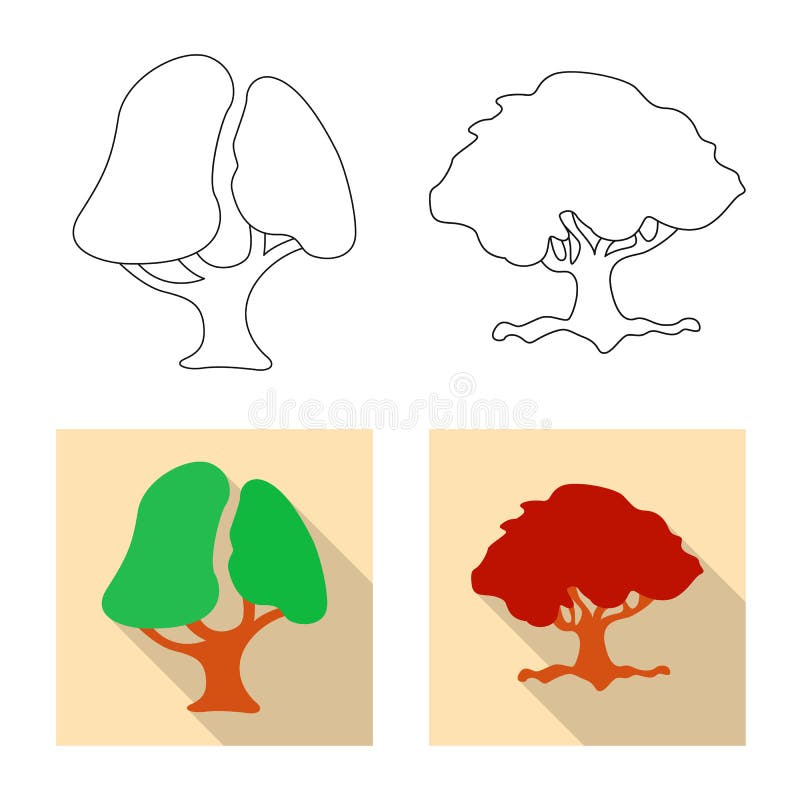 Vector Design of Tree and Nature Logo. Set of Tree and Crown Stock ...