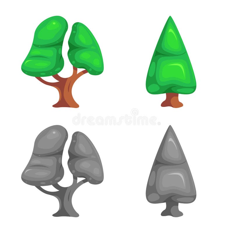 Vector Design of Tree and Nature Logo. Set of Tree and Crown Stock ...