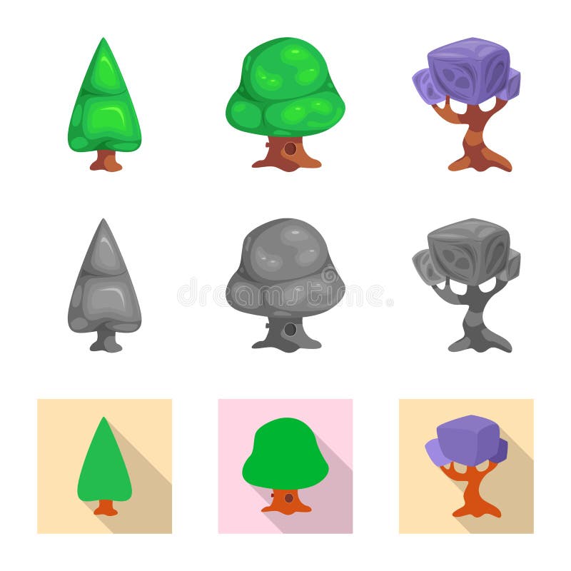 Vector Design of Tree and Nature Logo. Set of Tree and Crown Stock ...