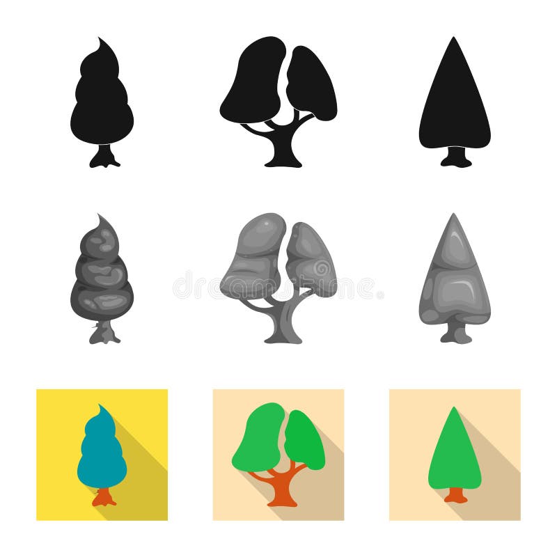 Vector Design of Tree and Nature Sign. Set of Tree and Crown Stock ...