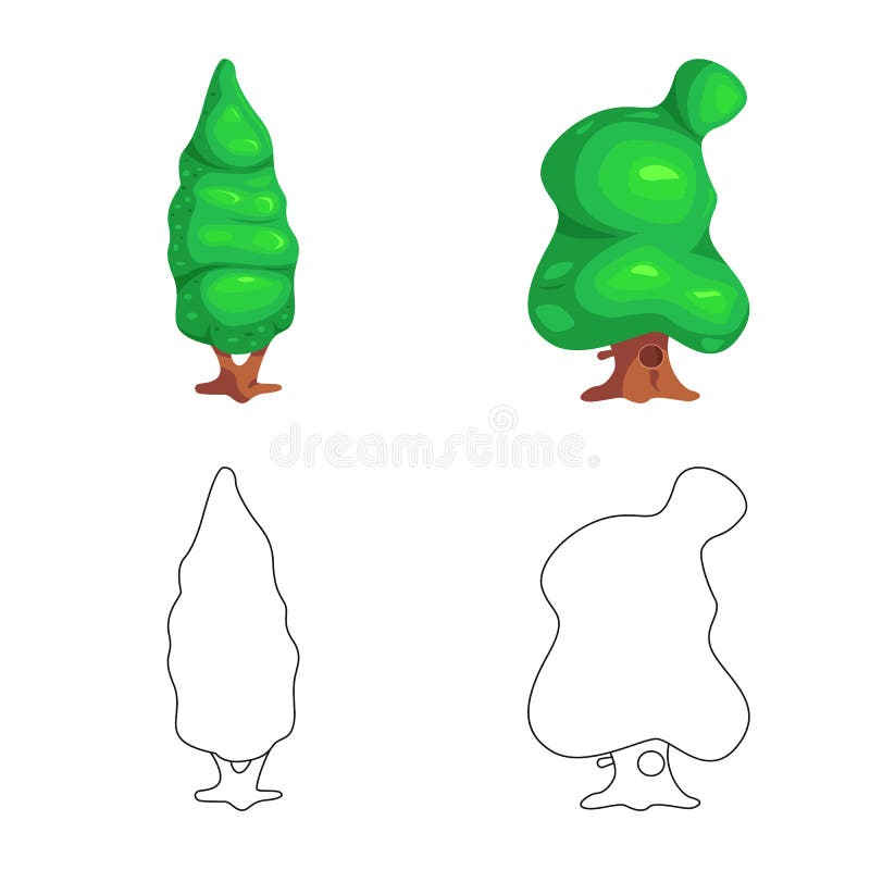 Vector Design of Tree and Nature Sign. Collection of Tree and Crown ...