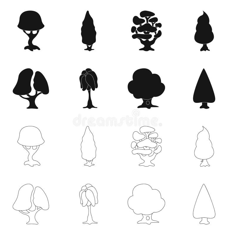 Vector Illustration of Tree and Nature Logo. Set of Tree and Crown ...