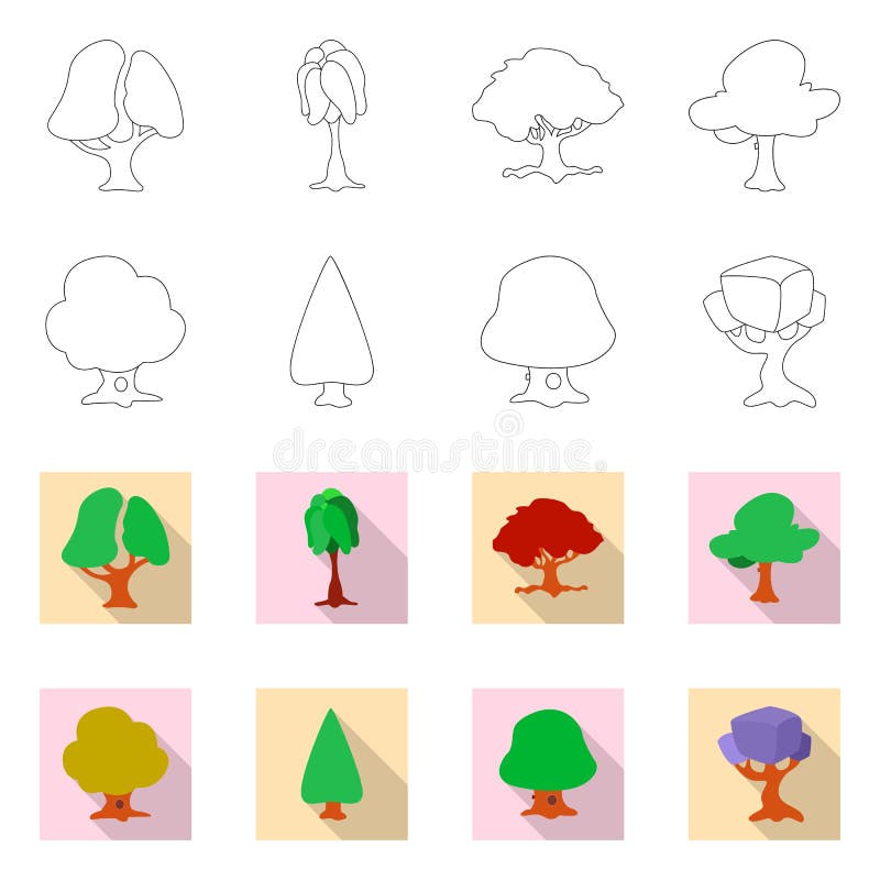 Vector Illustration of Tree and Nature Logo. Set of Tree and Crown ...