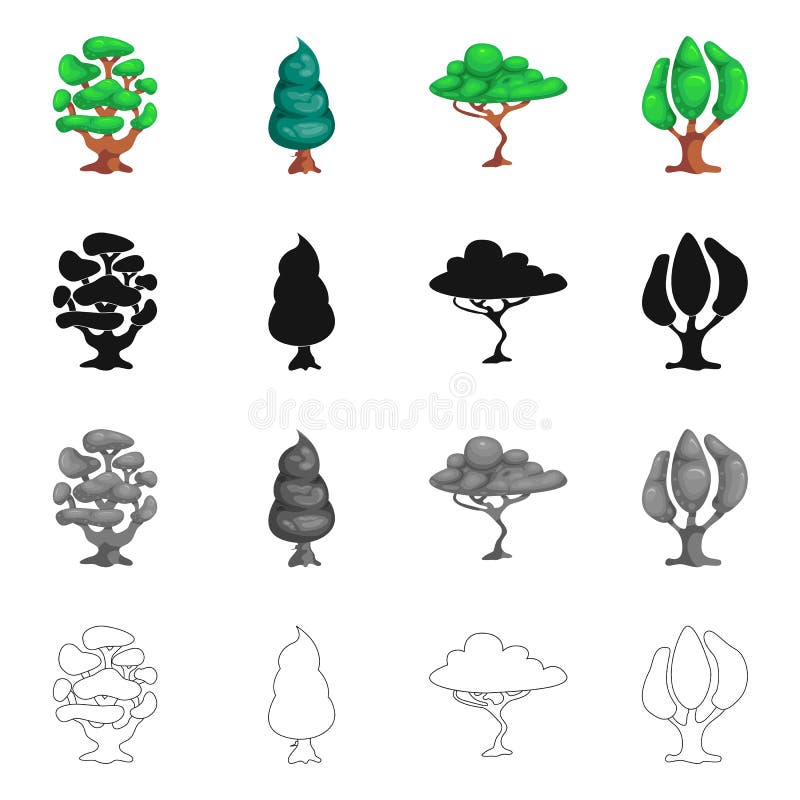 Vector Illustration of Tree and Nature Logo. Set of Tree and Crown ...