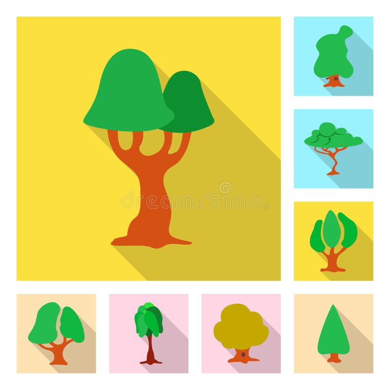 Vector Design of Tree and Nature Sign. Collection of Tree and Crown ...