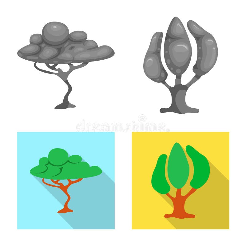 Vector Illustration of Tree and Nature Sign. Collection of Tree and ...