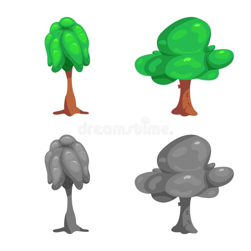 Vector Design of Tree and Nature Symbol. Set of Tree and Crown Stock ...