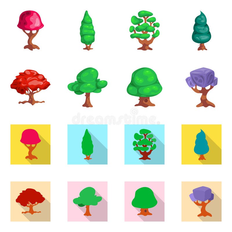 Vector Illustration of Tree and Nature Sign. Set of Tree and Crown ...