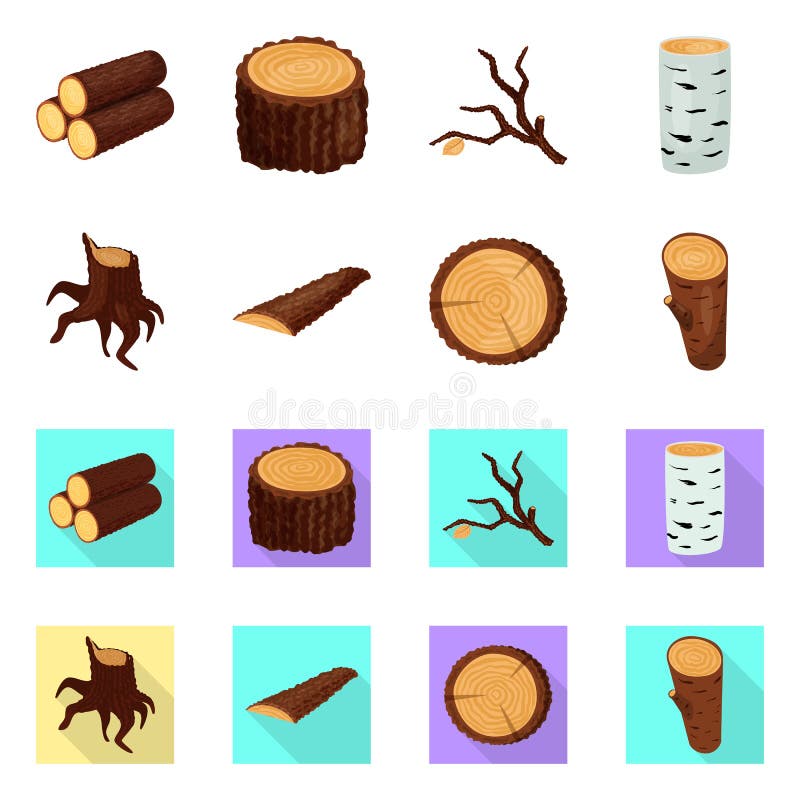 Vector Design of Tree and Raw Icon. Collection of Tree and Construction ...