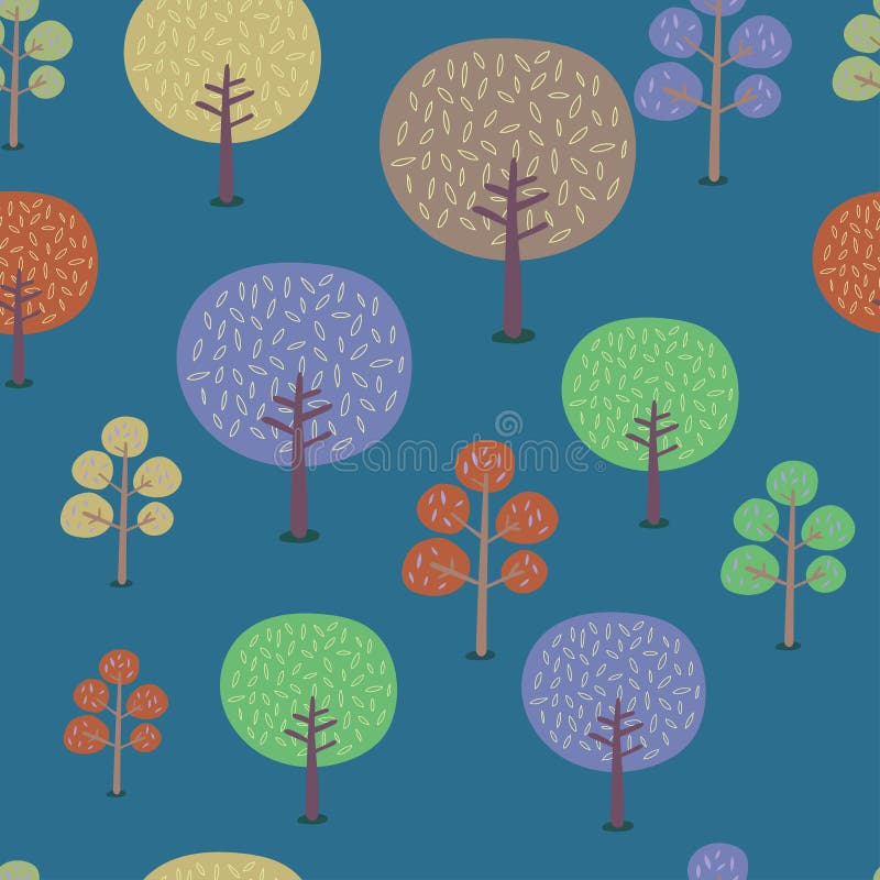 Vector Illustration Tree Seamless Pattern Template Wallpaper Stock ...