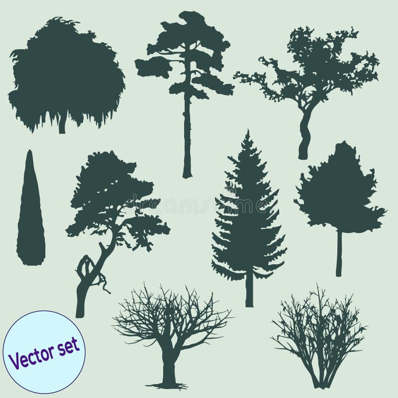 Vector Illustration of Tree Silhouettes Stock Vector - Illustration of ...
