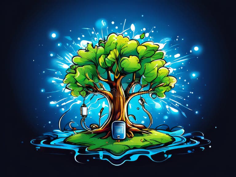 Vector Illustration of Tree in the Water Stock Illustration ...