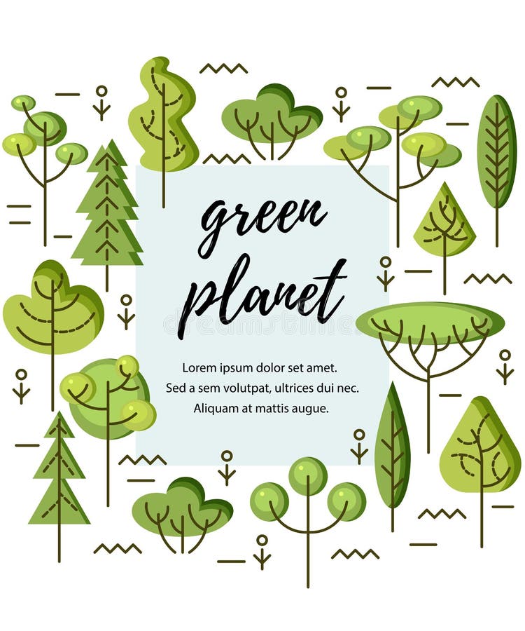 Vector Illustration with Trees Stock Vector - Illustration of minimal ...