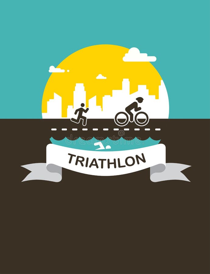 Vector Illustration For Triathlon Poster, Flat Design. Stock Vector ...