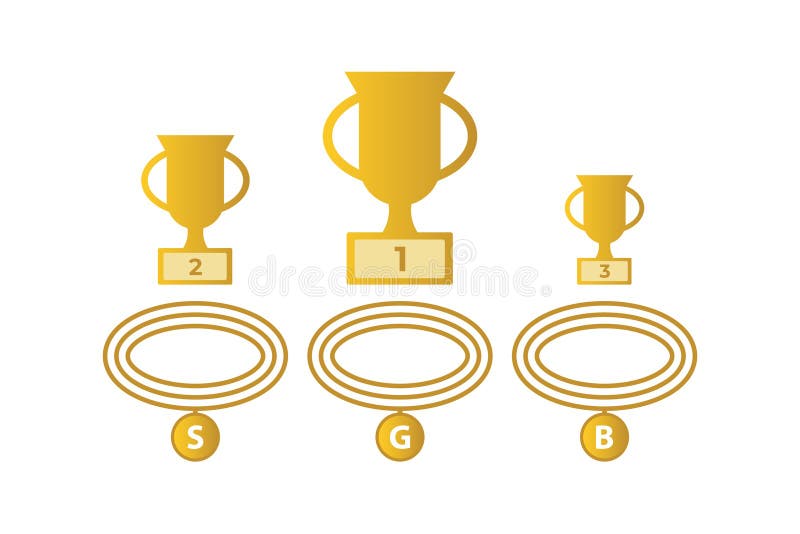 Vector Illustration of Trophy Cups and Medals. Medals and Cup Icons ...