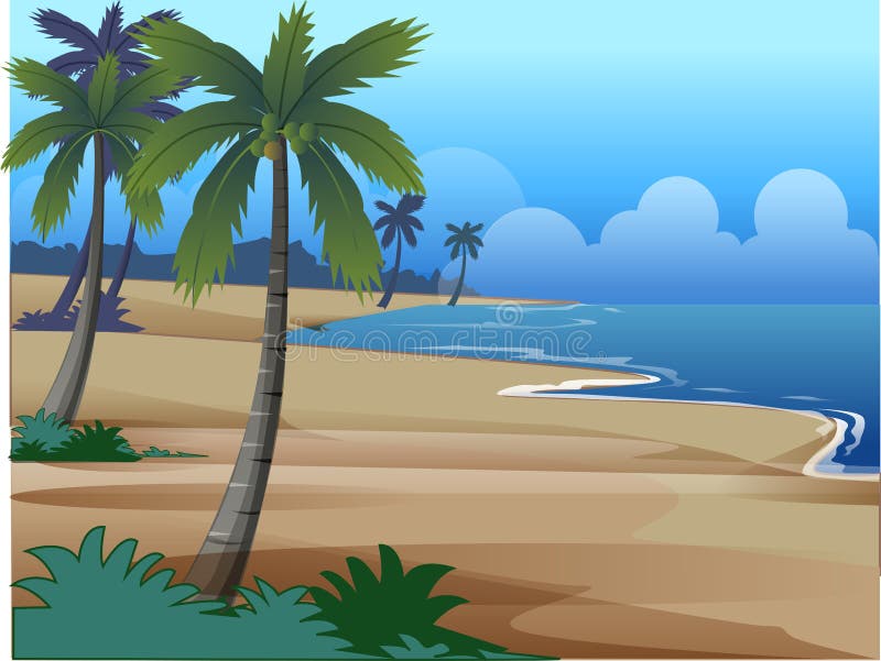 Tropical Beach scenery stock vector. Illustration of outdoors - 249135273