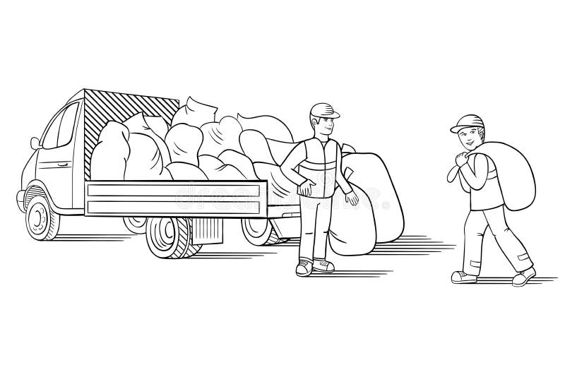 Vector Illustration of Truck with Cargo for Moving or Relocation with ...