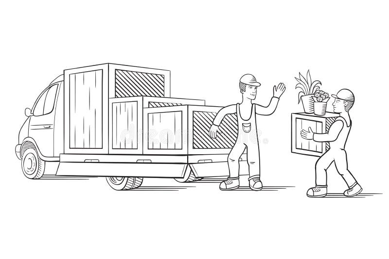 Vector Illustration of Truck with Cargo for Moving or Relocation with ...