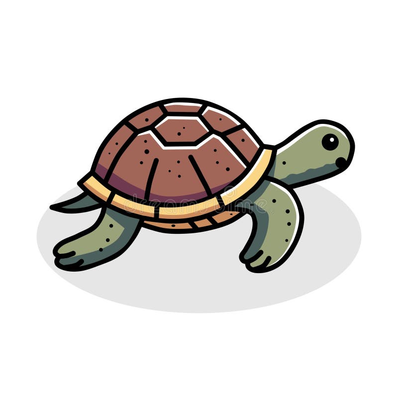 Vector Illustration of a Turtle in Cartoon, Minimalist and Flat Style ...