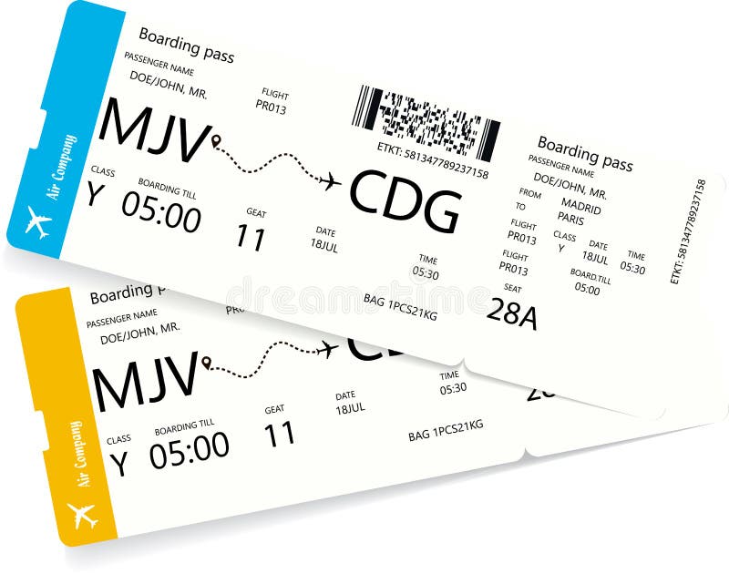 Vector Illustration of Two Airline Tickets Stock Vector - Illustration ...