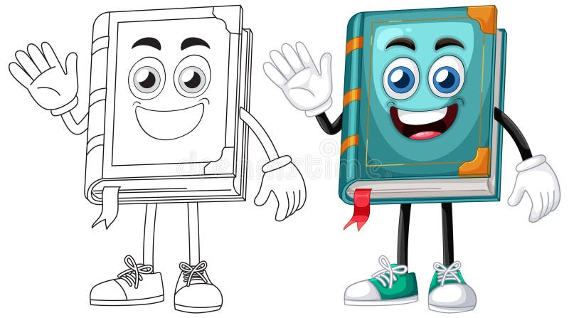 Vector Illustration of Two Animated Book Characters Stock Vector ...