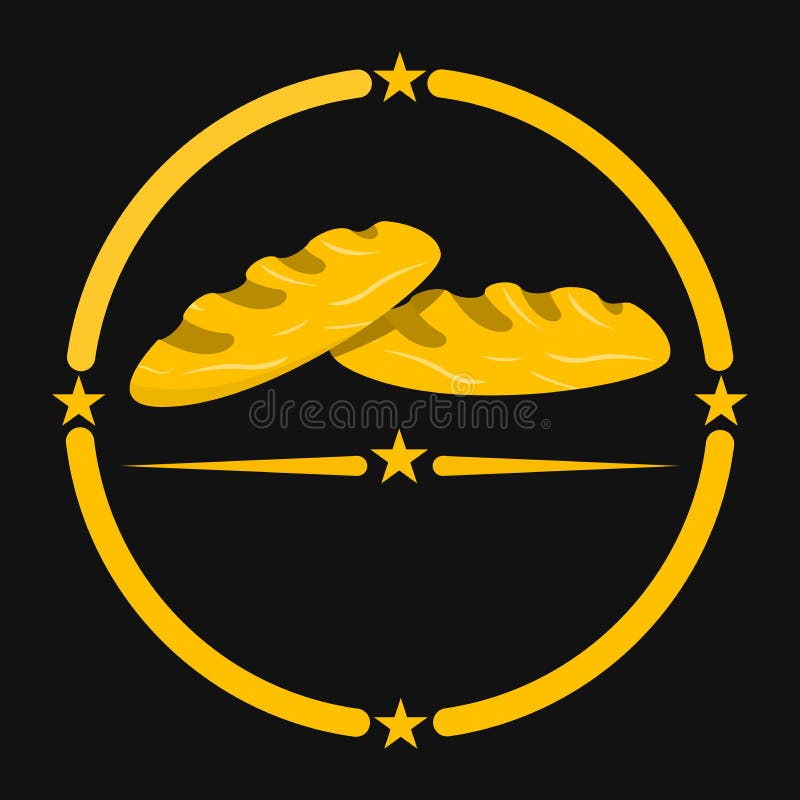 Vector Illustration of Two Bread on Circle Logo, Yellow, Gold and Black ...