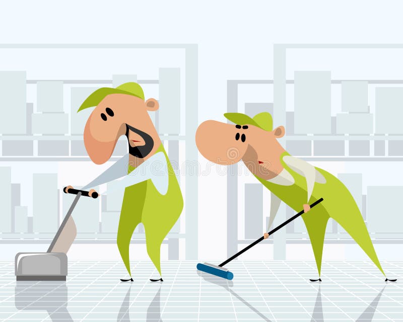 Two cleaners at work stock vector. Illustration of housekeeping - 113725197