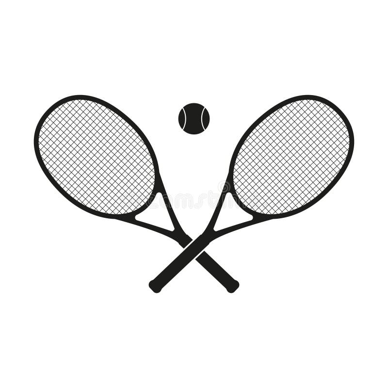 Two Crossed Tennis Racket and Ball. Stock Vector - Illustration of ...