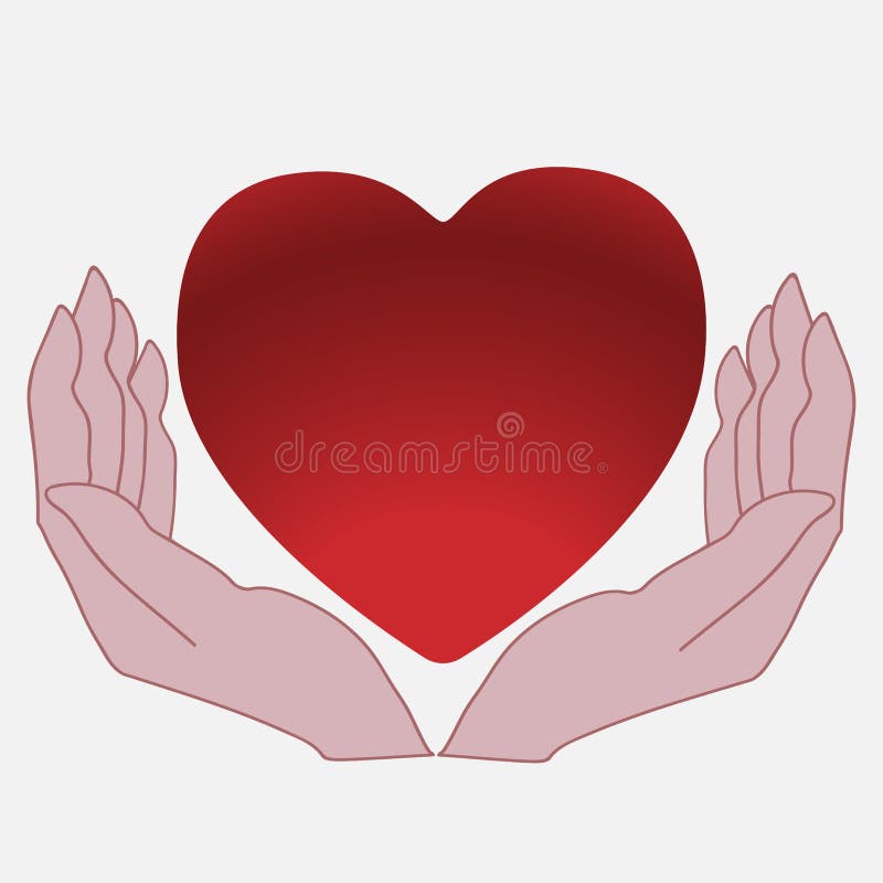 Two Hands Hold or Give a Red Heart. Heart in Hand. Give Love Stock ...