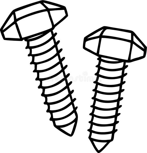 Vector Illustration of Two Hexagonal Head Screws for Construction and ...