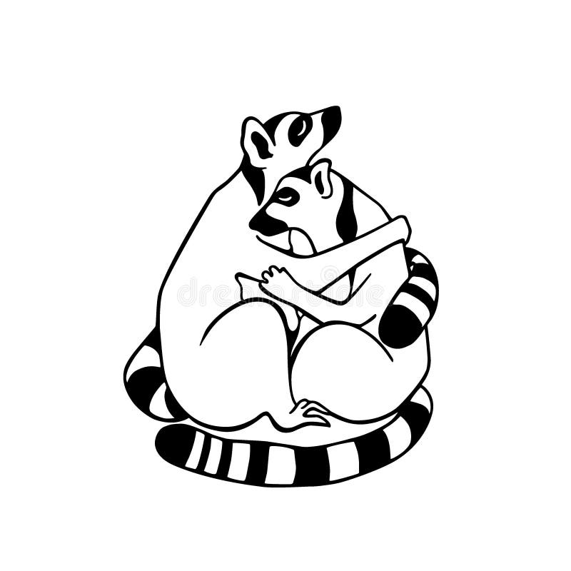 Hand drawn hugging animals stock vector. Illustration of cute - 117492231
