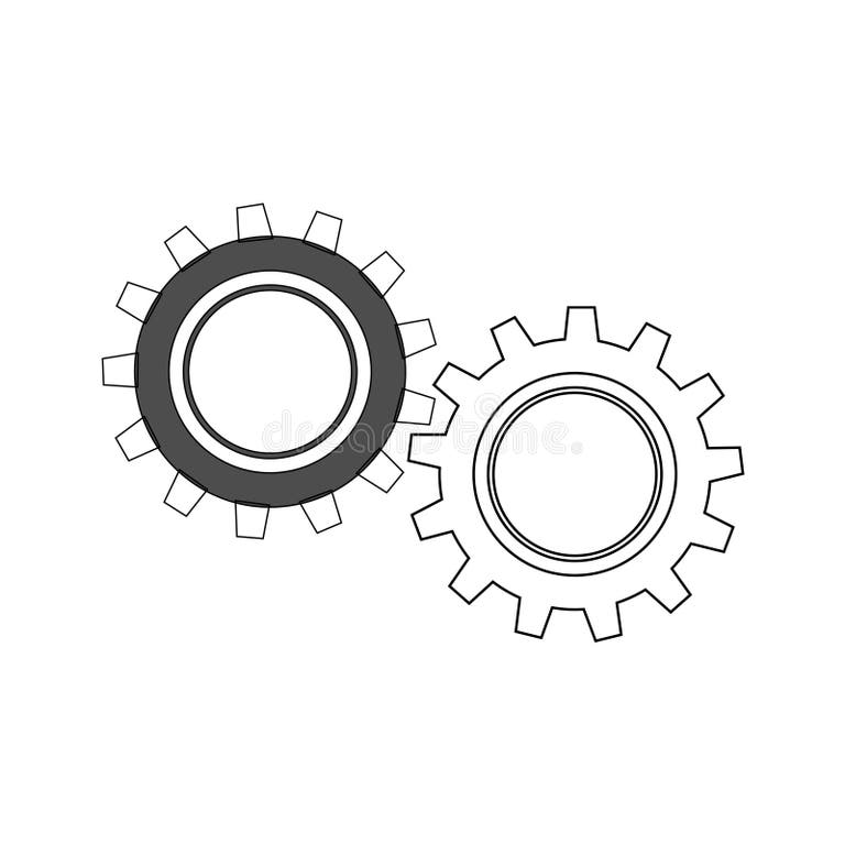 Vector Illustration of Two Interlocking Gears Minimalist Mechanical ...
