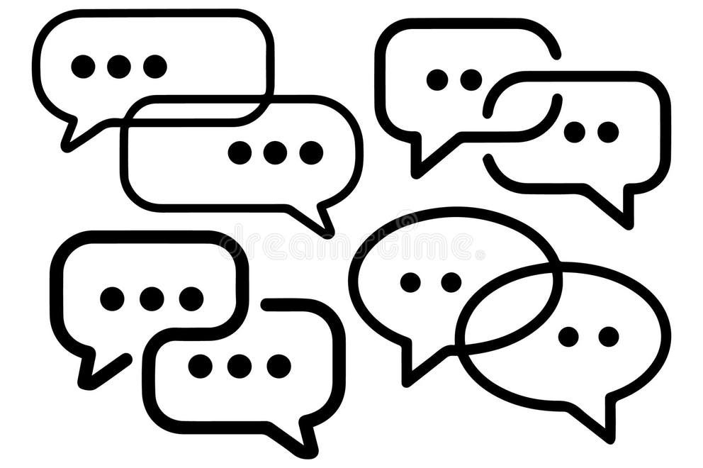 Vector Illustration of Two Overlapping Speech Bubbles with Black ...